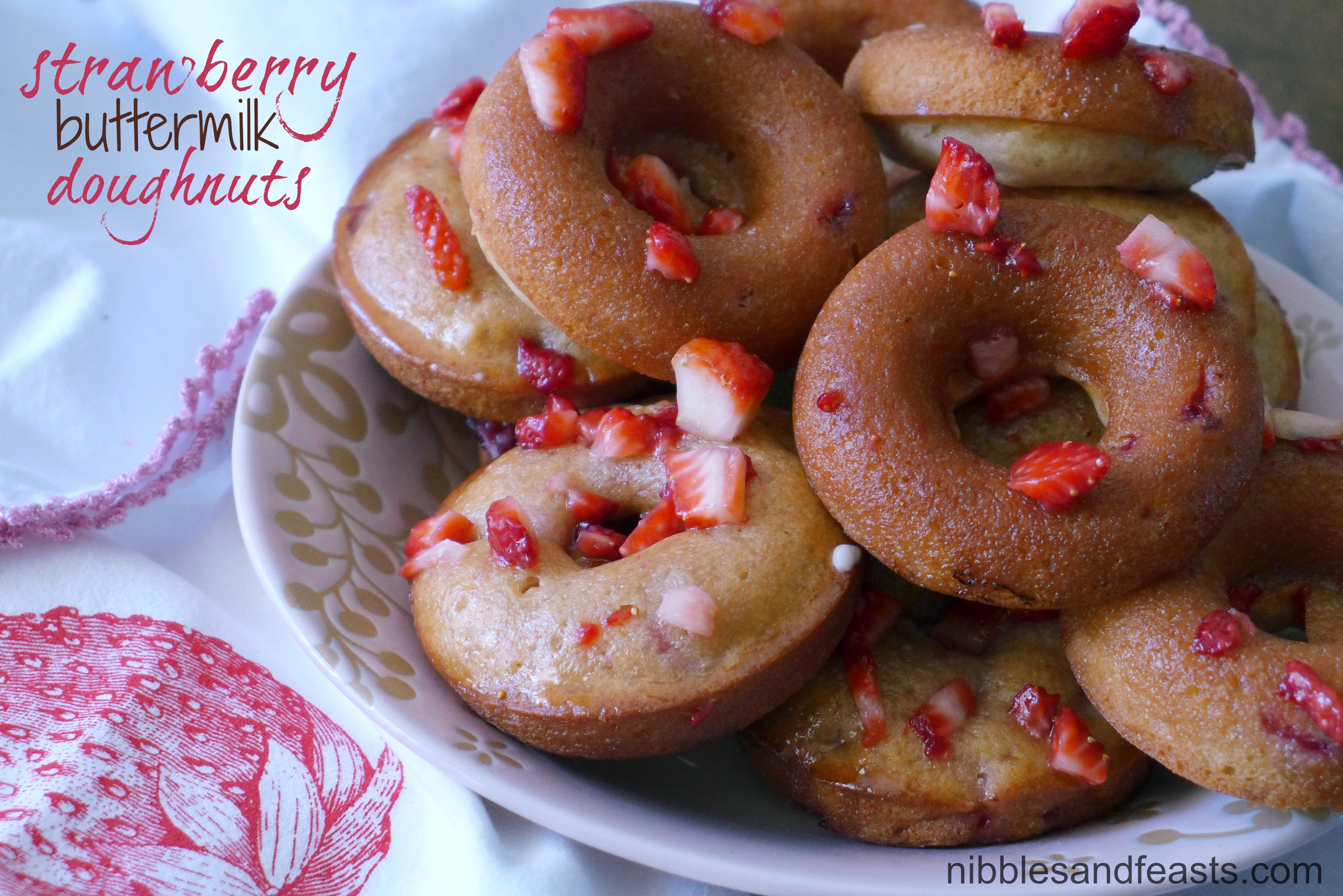 Strawberry Buttermilk Doughnuts + Giveaway! - Nibbles and Feasts