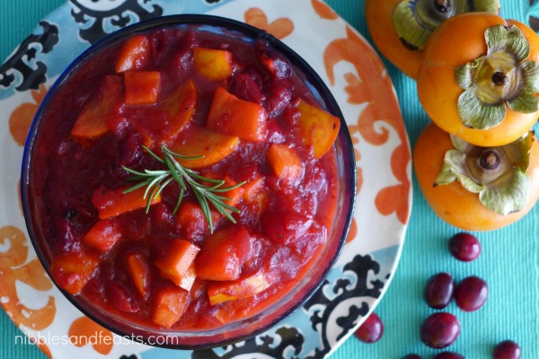 Ancho Chile Cranberry Persimmon Relish - Nibbles and Feasts