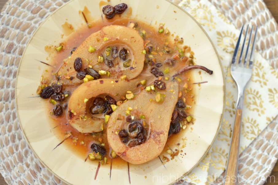 Poached Pears in Raisins and Spiced Tea with Dulce de Leche - Nibbles ...
