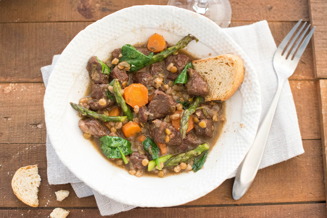 Ragout of Lamb with Vegetables, Farro and Lentils - Nibbles and Feasts