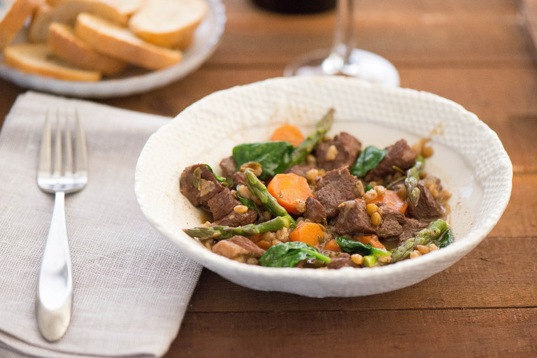 Ragout of Lamb with Vegetables, Farro and Lentils - Nibbles and Feasts