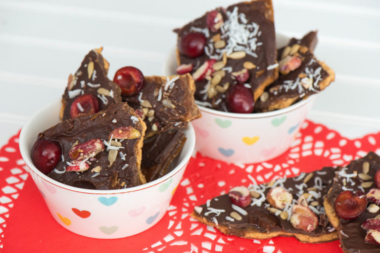Graham Cracker Toffee Bark with Cherries - Nibbles and Feasts