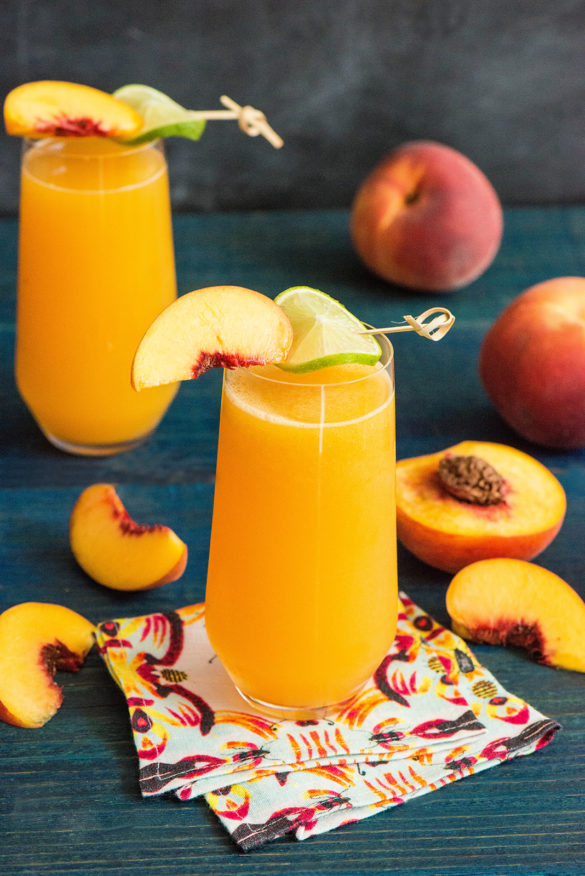 Fizzy Peach Bellini Mocktail - Nibbles and Feasts
