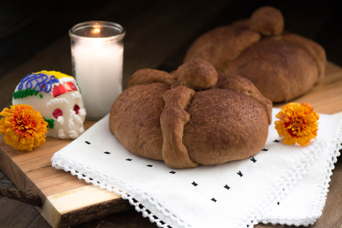 Mexican Chocolate Pan de Muerto - Nibbles and Feasts