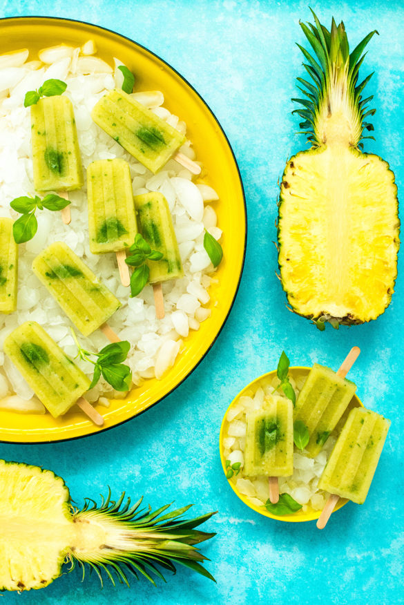 Pineapple Basil Paletas - Nibbles and Feasts