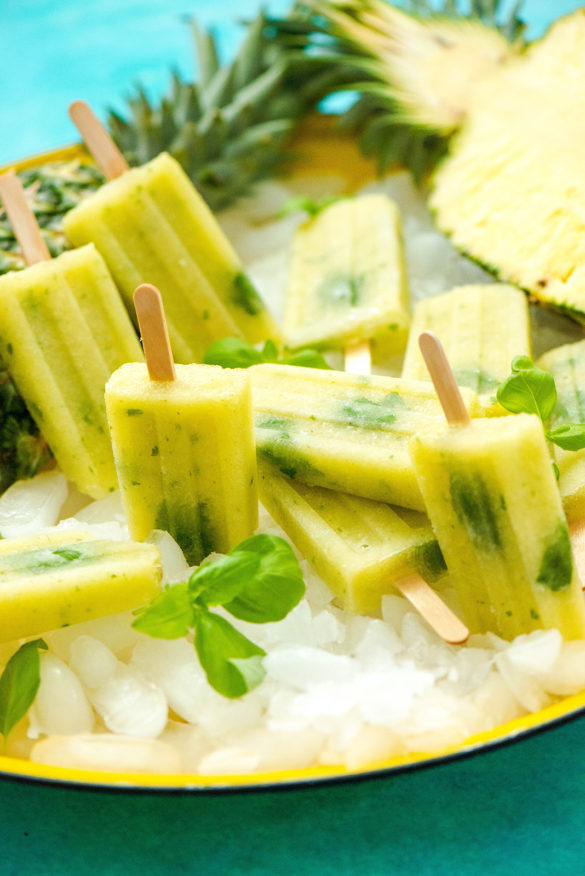 Pineapple Basil Paletas - Nibbles and Feasts