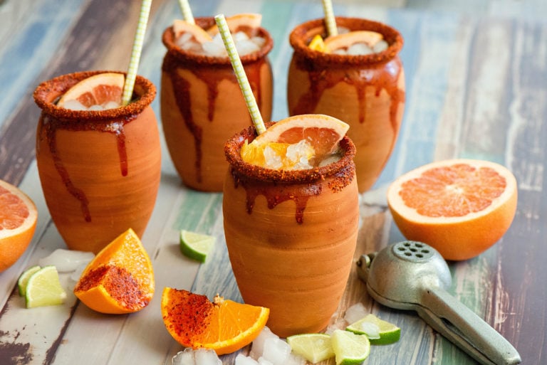Jarritos de Feria |Tequila and Citrus in Clay Cups - Nibbles and Feasts