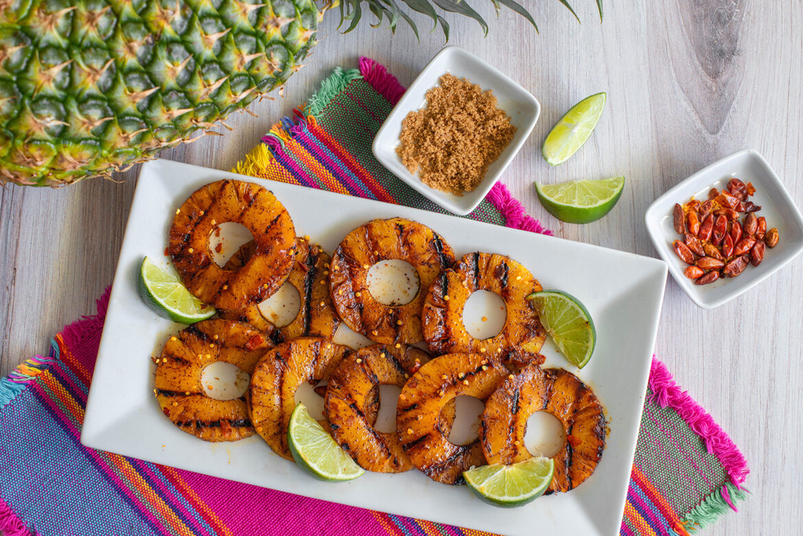 Sweet and Spicy Grilled Pineapple - Nibbles and Feasts