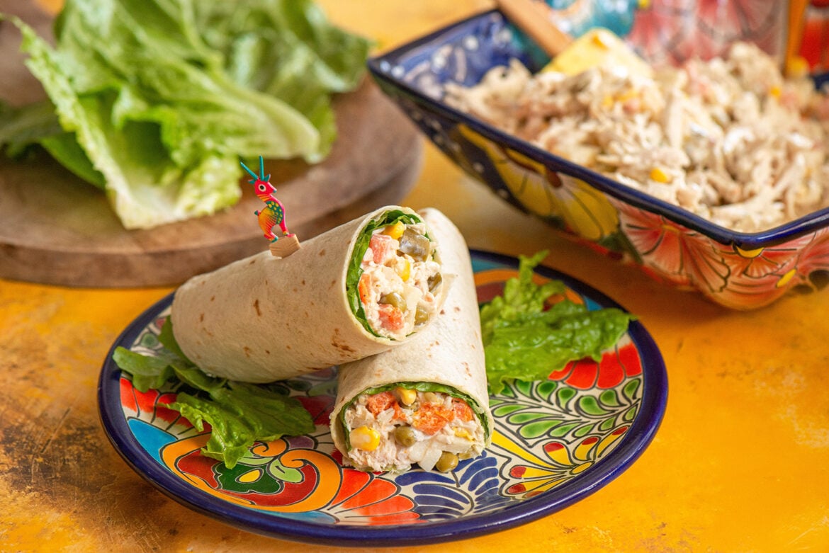 Mexican Chicken Salad Wrap - Nibbles and Feasts