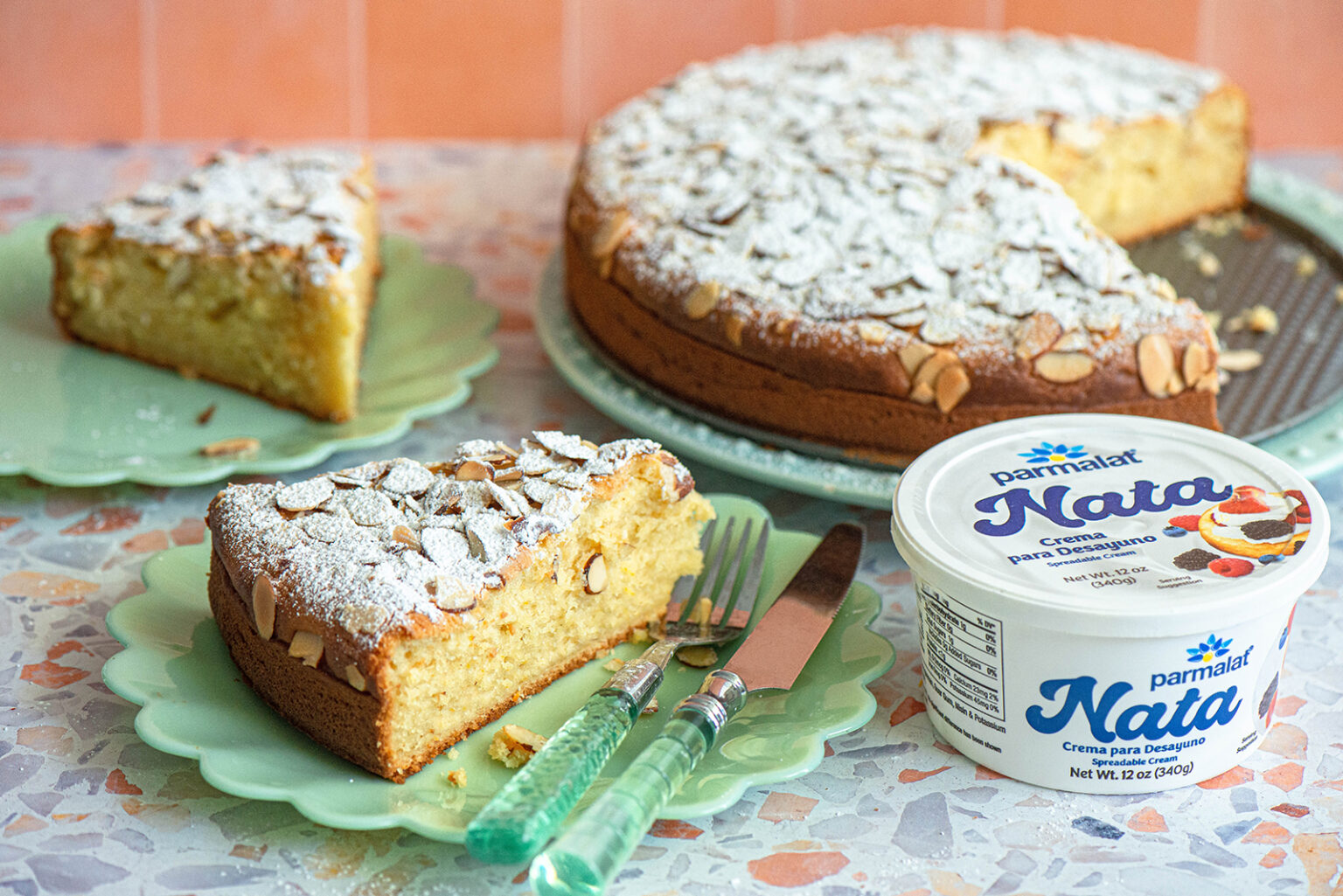 Nata Cake with Almonds - Nibbles and Feasts