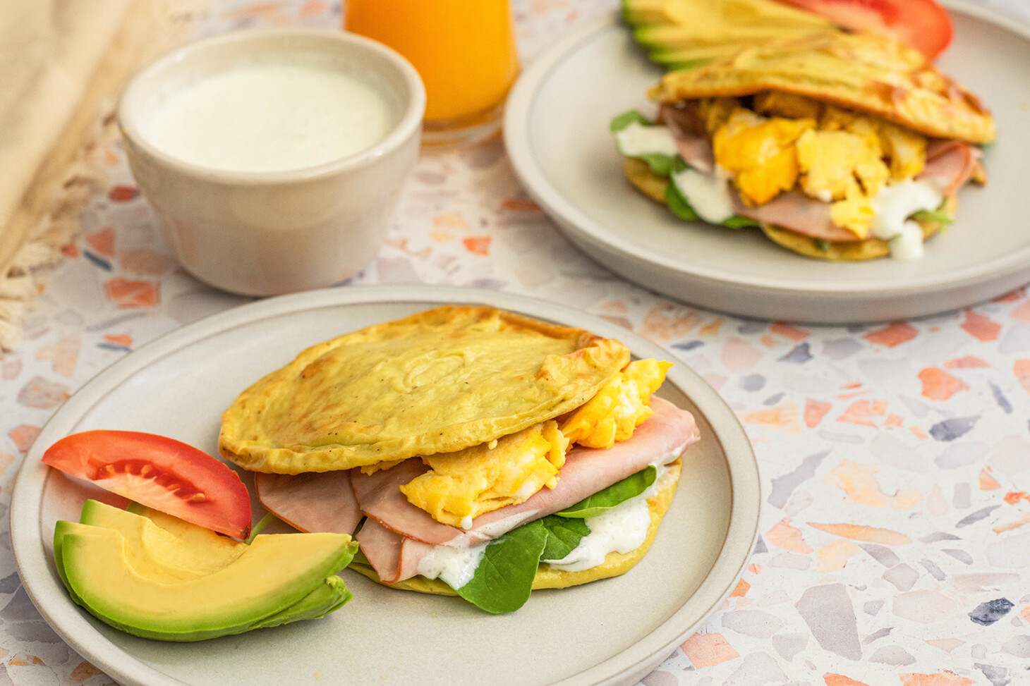 Cottage Cheese Breakfast Flatbread Sandwich - Nibbles and Feasts