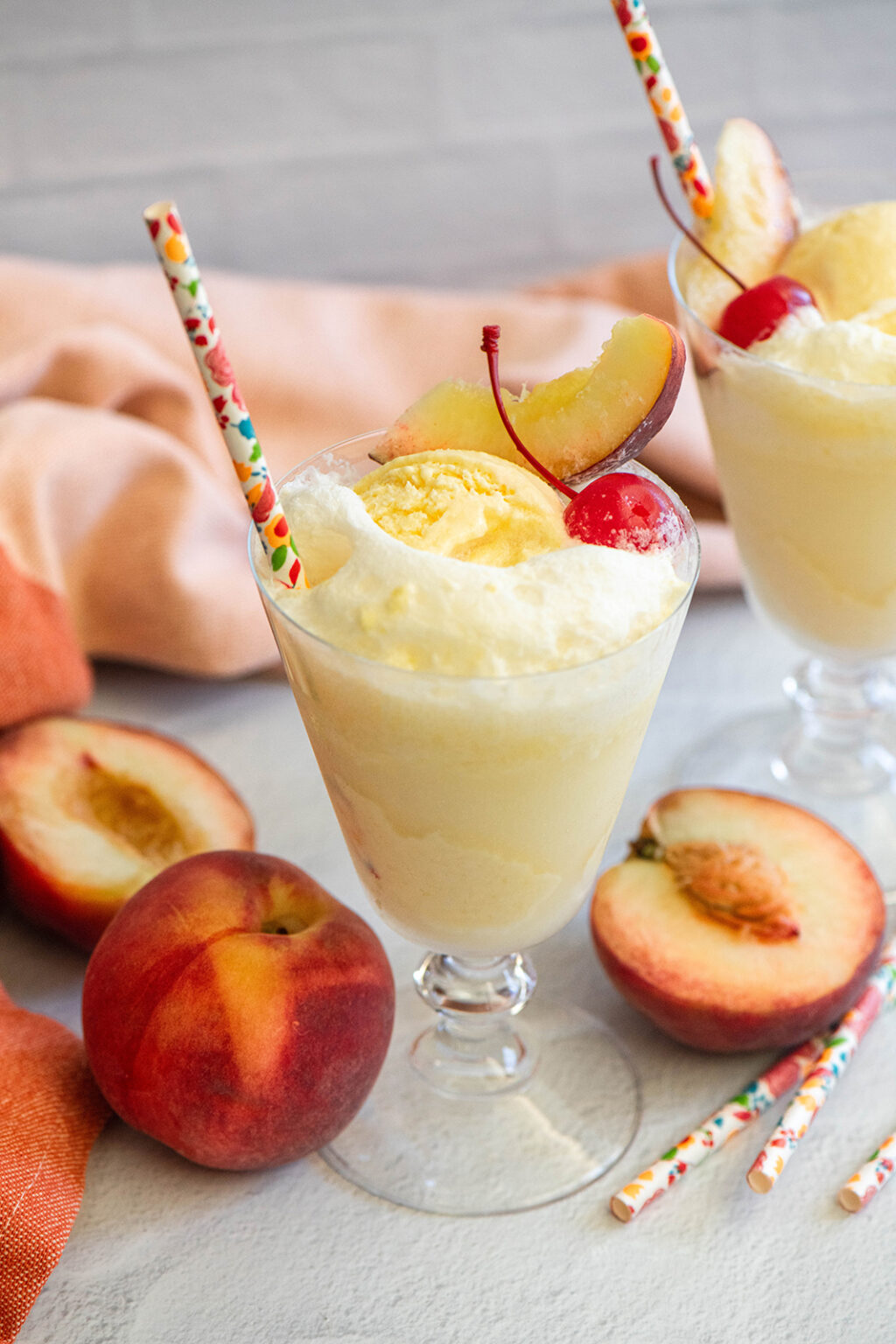Peach Ice Cream Float - Nibbles and Feasts