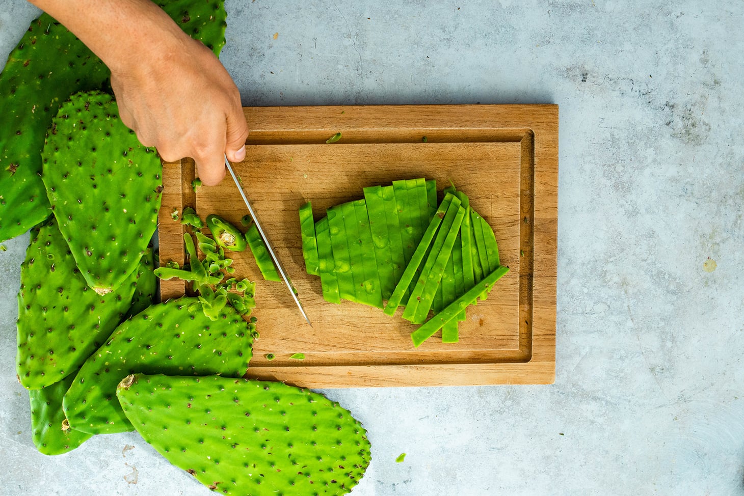 How to Cut and Cook Nopales (Cactus Pads) - Nibbles and Feasts